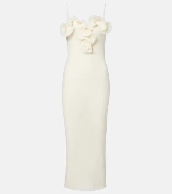 Magda Butrym Floral Appliqué Midi Dress - White