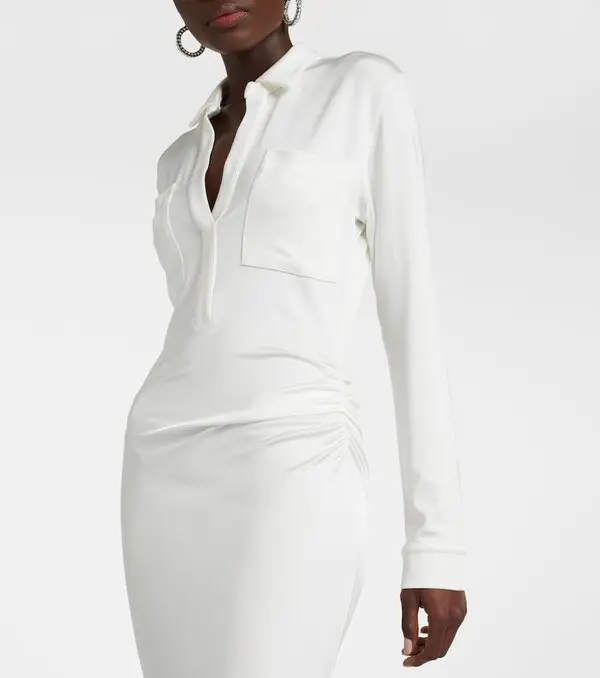 Tove Iana Gathered Jersey Maxi Dress In Ivory - White