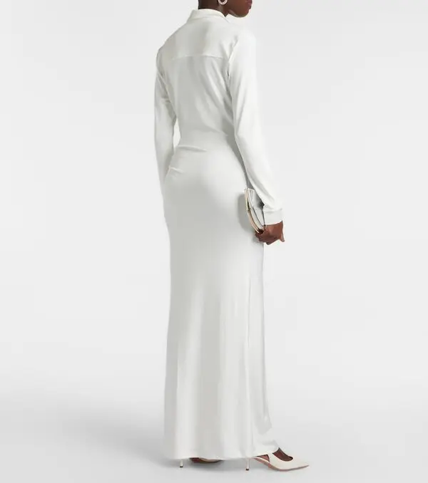 Tove Iana Gathered Jersey Maxi Dress In Ivory - White