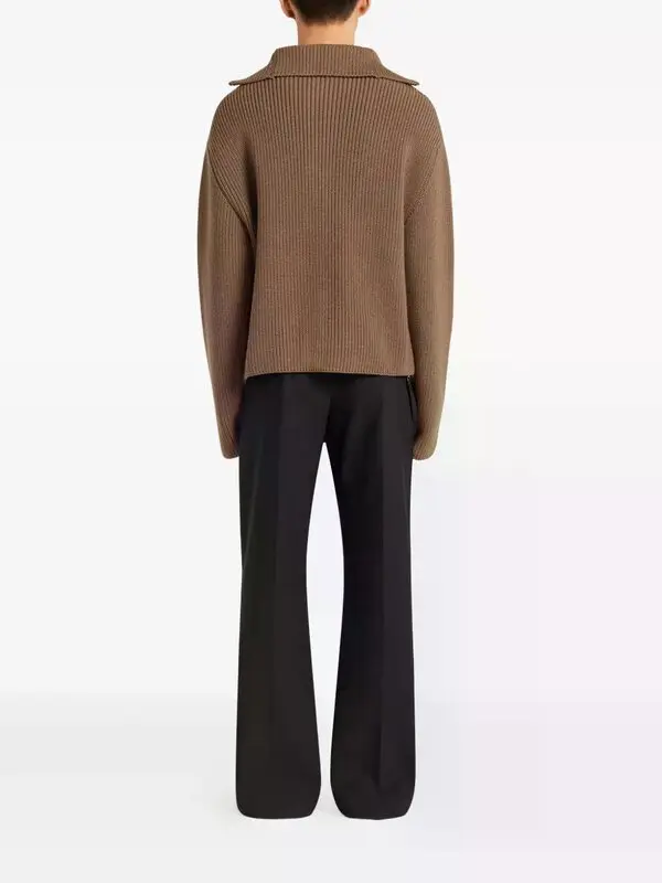 COURREGES Half-zip Ribbed Knit Sweater