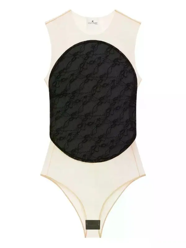 COURREGES Paneled Bodysuit With Lace Detail - Black