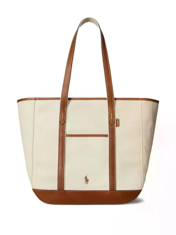 Polo Ralph Lauren Canvas Tote Bag With Leather Trim - Neutrals