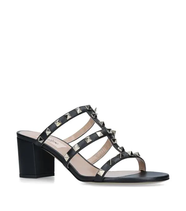 Valentino Garavani Leather Rockstud Mules - Black