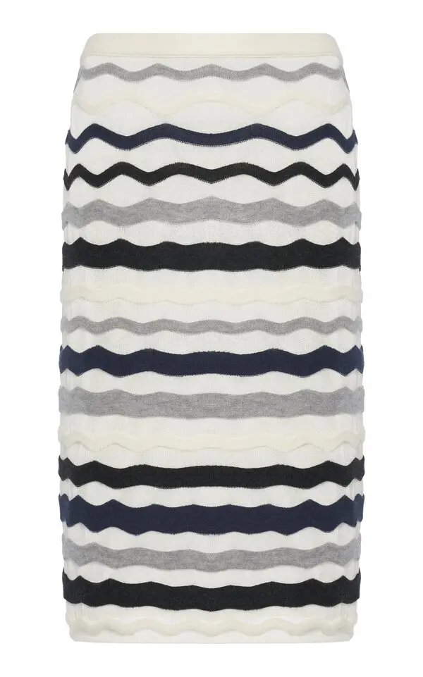 Bottega Veneta Wavy Knit Cotton-blend Midi Skirt - Grey