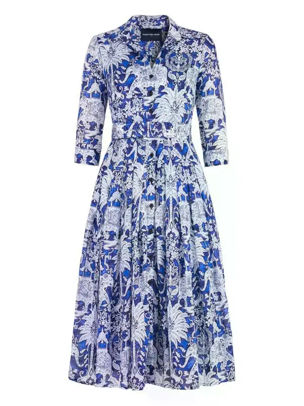 Samantha Sung Audrey Elephant Print Midi Dress