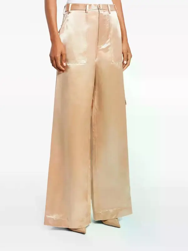 Staud Belted Satin Finish Palazzo Pants