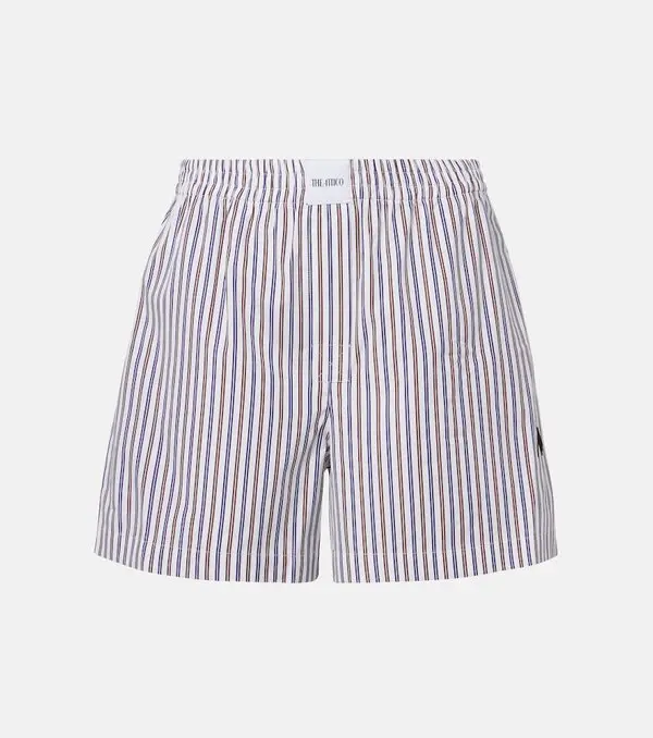 Attico Striped Cotton Shorts - White