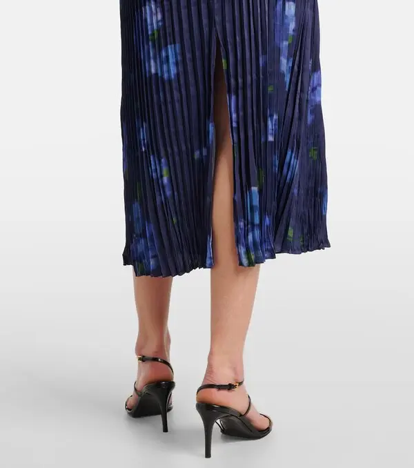 Vince Poppy Blur Plissé Midi Skirt