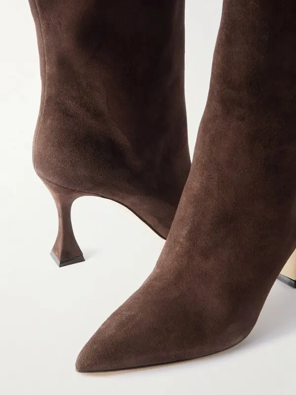 Manolo Blahnik Miralonepla 90 Suede Knee Boots - Brown