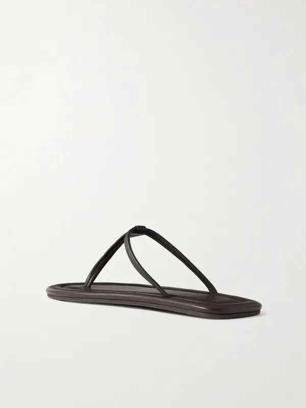 ST. AGNI Leather T-bar Sandals - Brown