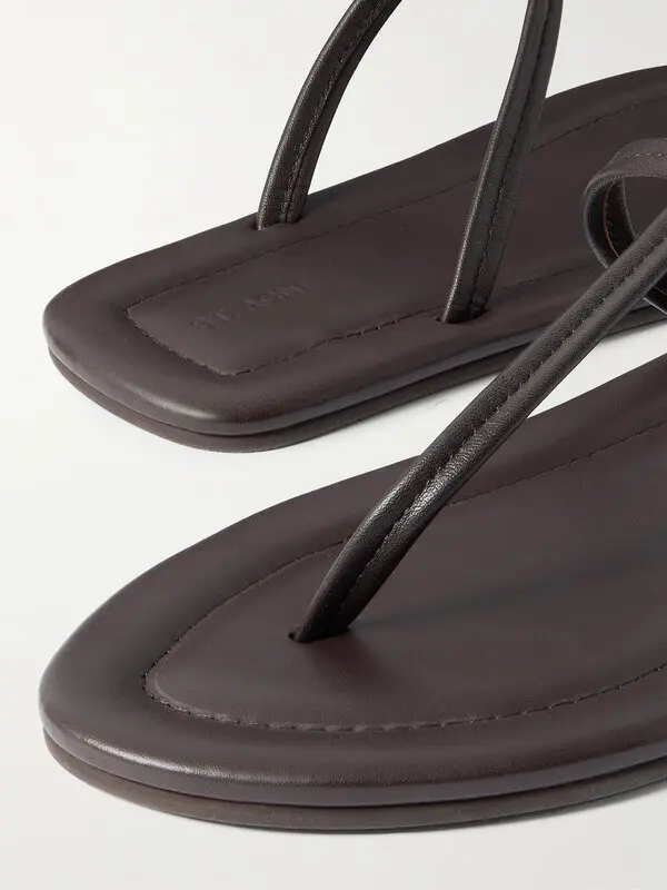ST. AGNI Leather T-bar Sandals - Brown