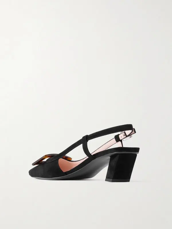 ROGER VIVIER Belle Vivier Suede Slingback Pumps - Black