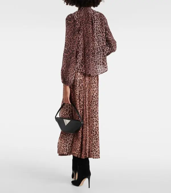 Rixo Moss Leopard-print Silk Blouse