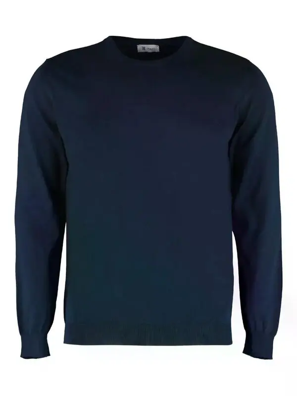 THE (ALPHABET) Crew-neck Cotton Sweater - Blue
