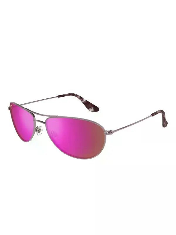 Maui Jim Aviator Sunglasses With Pink Polarised Lenses - Silver