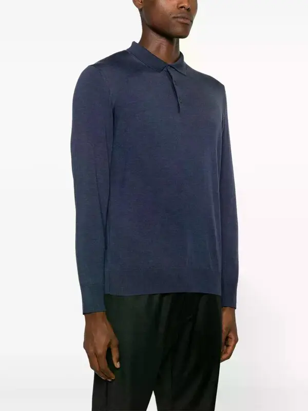 Caruso Long-sleeve Fine-knit Polo Shirt