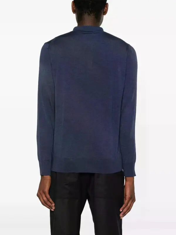 Caruso Long-sleeve Fine-knit Polo Shirt