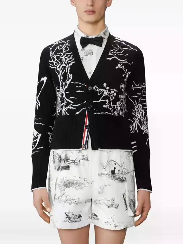 Thom Browne V-neck Scenic Intarsia Cardigan