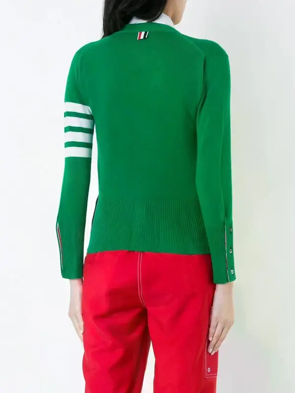 Thom Browne V-neck Cardigan With Logo Detail