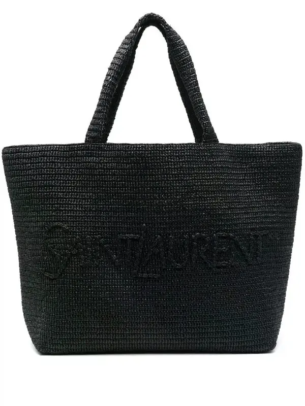 Saint Laurent Raffia Tote Bag - Black
