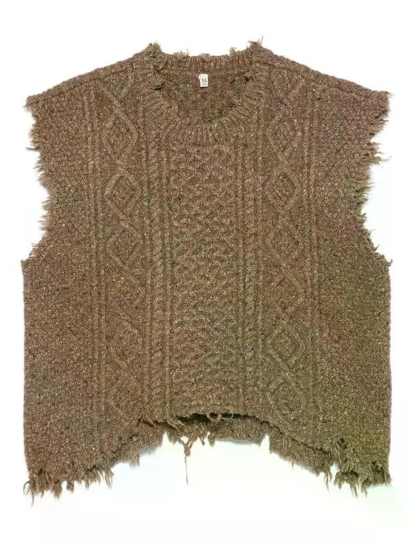 R13 Cable-knit Frayed Sweater - Brown