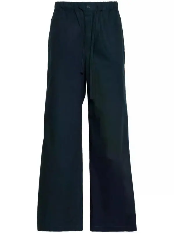 MODES Navy Cotton Poplin Straight-leg Trousers - Blue