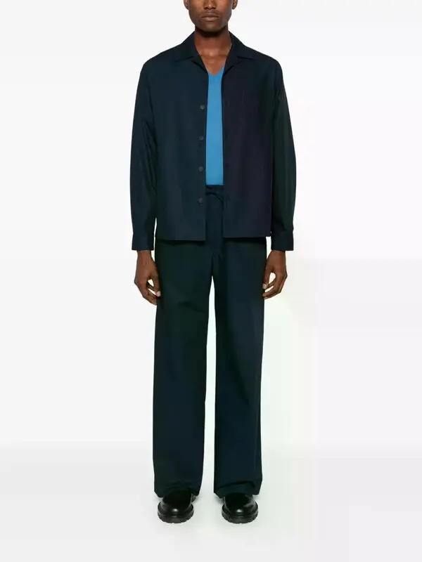 MODES Navy Cotton Poplin Straight-leg Trousers - Blue