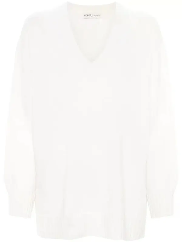 MODES V-neck Fine-knit Jumper - Neutrals