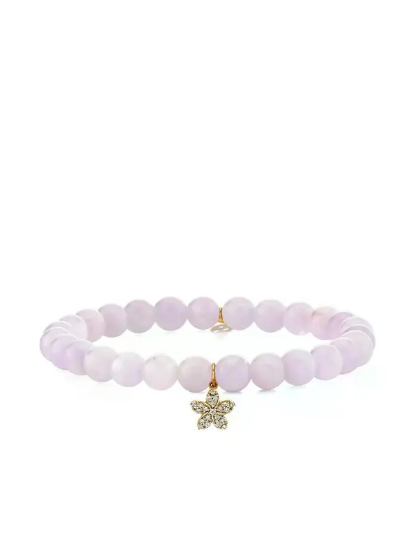SYDNEY EVAN 14ct Yellow Plumeria Diamond Charm Bracelet - Gold