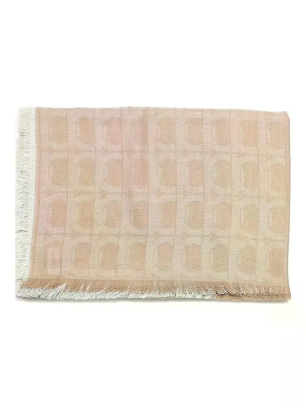 FERRAGAMO Patterned Fringed Scarf - Brown
