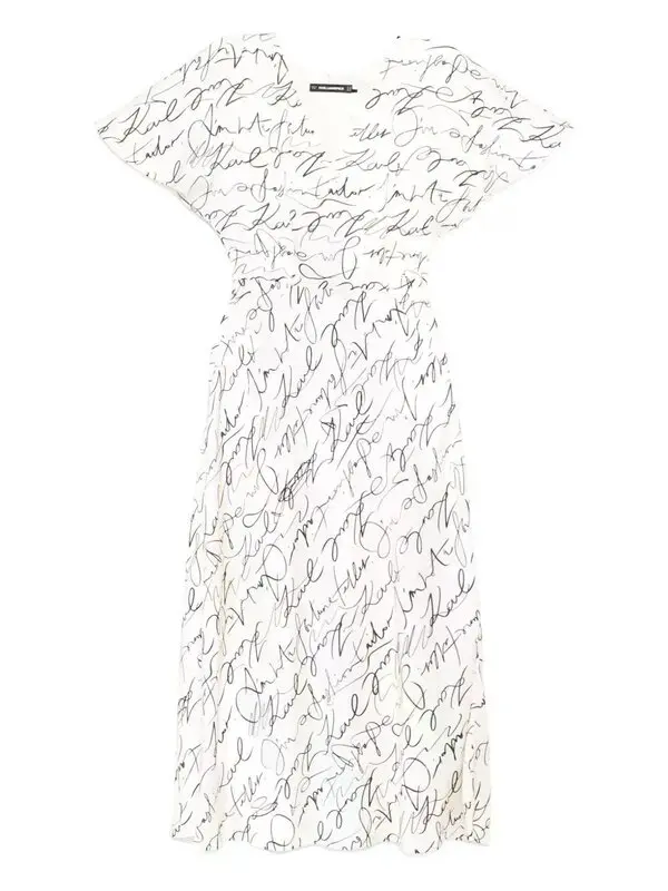Karl Lagerfeld Scribble-print Midi Dress - White