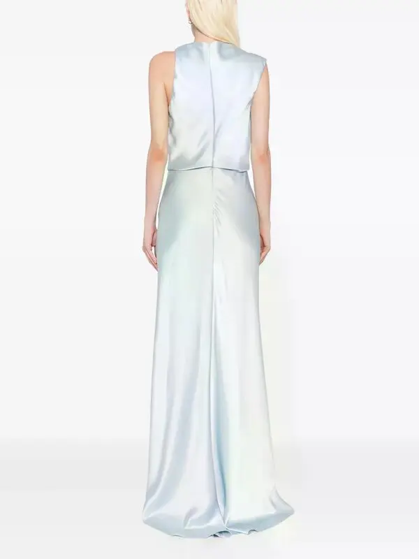 Amsale Satin Draped Maxi Dress - Blue