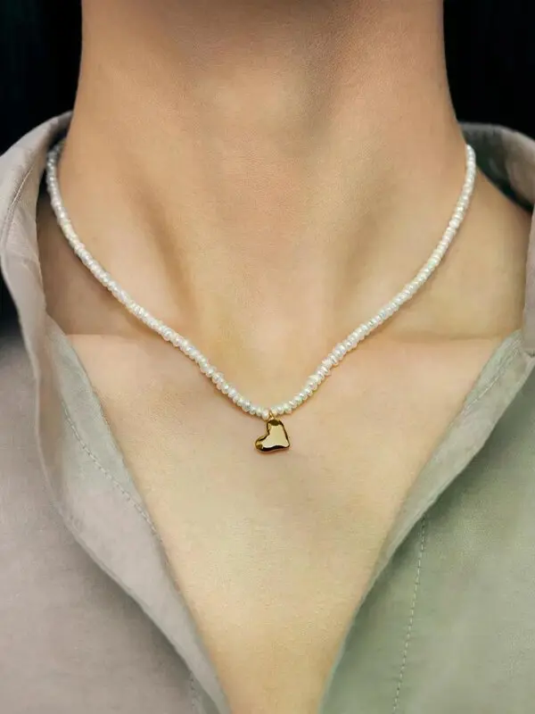 Monica Vinader Heart Mini Pearl Necklace