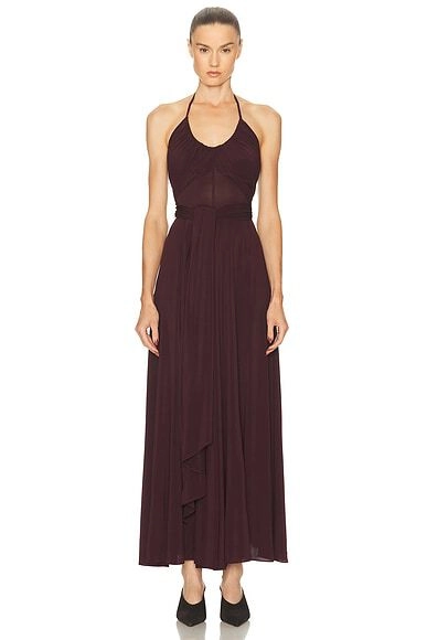 Alaïa Halter Long Dress - Bordeaux