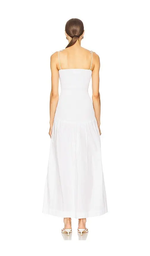 SWF Shirred Embroidered Drop Hem Maxi Dress