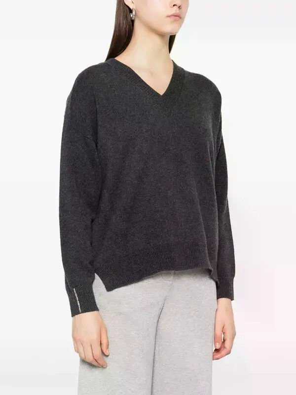 Peserico Dark Cashmere V-neck Sweater
