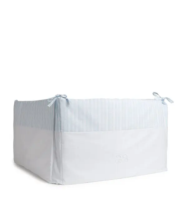 TARTINE ET CHOCOLAT Cotton Striped Bed Bumper - Blue