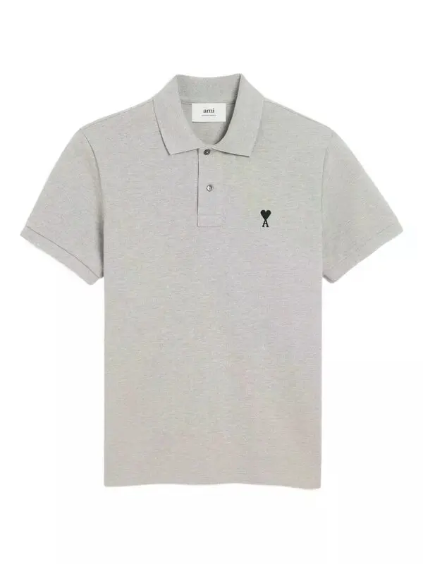 AMI Paris De Coeur Cotton Polo Shirt - Grey
