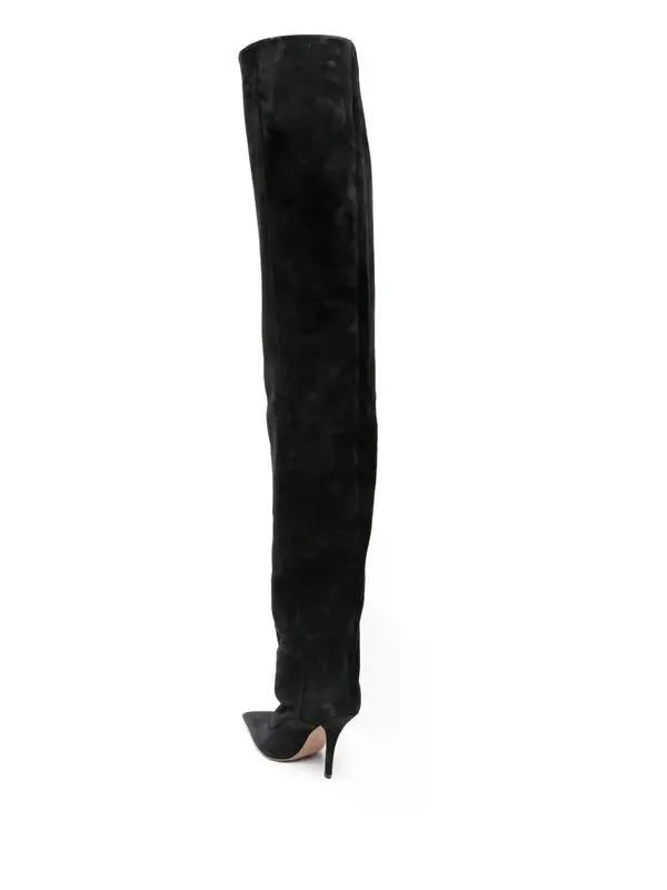 Paris Texas Suede Over-the-knee Stiletto Boots - Black