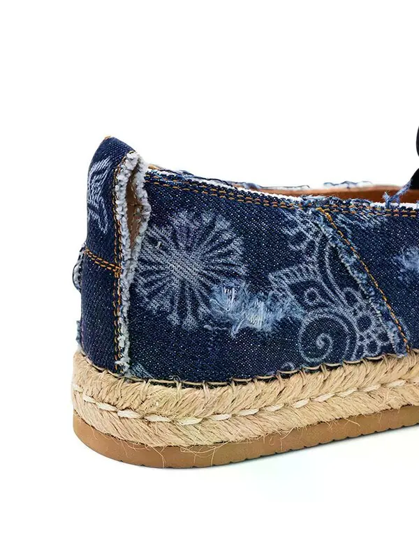 Hogan Denim Floral Print Espadrilles