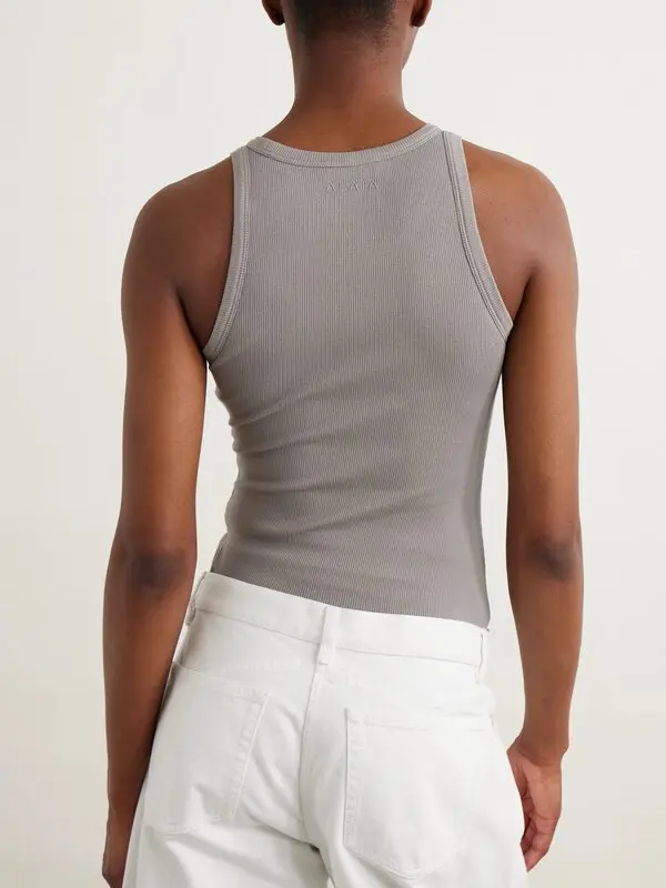 Alaïa Ribbed-knit Bodysuit - Gray