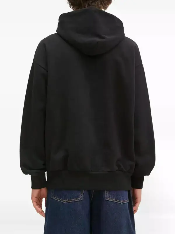 Aries Graphic-print Drawstring Hoodie - Black