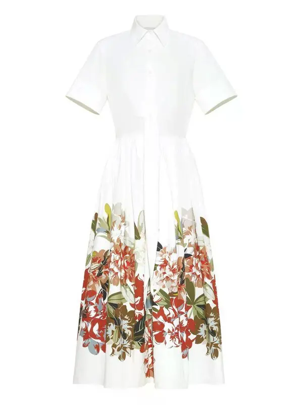 Adam Lippes Attacher Midi Dress With Floral Print - White