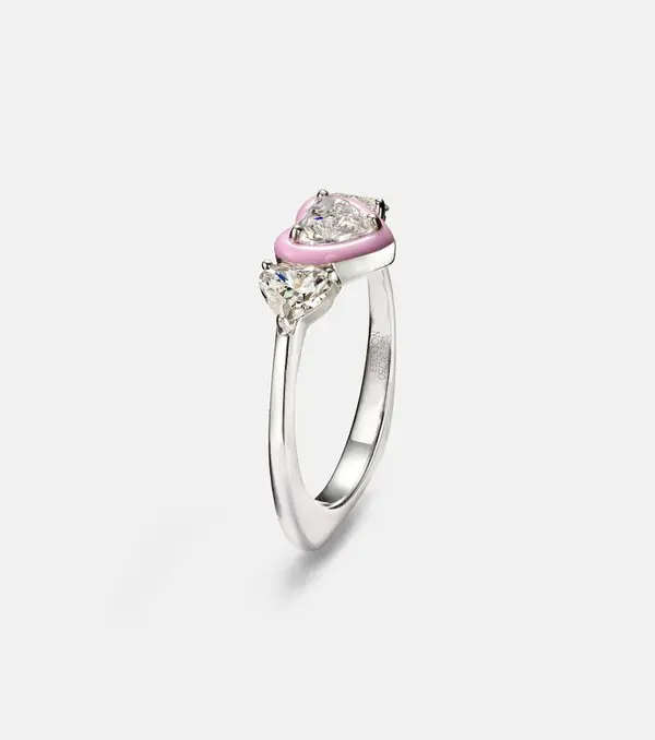 KAMYEN 18kt White Gold And Enamel Ring With Diamonds