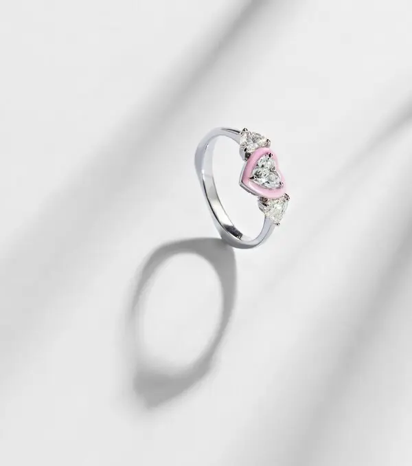 KAMYEN 18kt White Gold And Enamel Ring With Diamonds