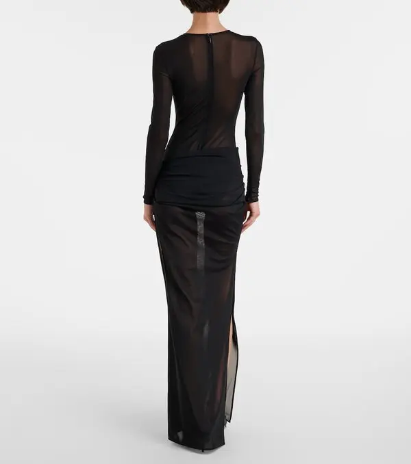 Alex Perry Ruched Sheer Mesh Gown