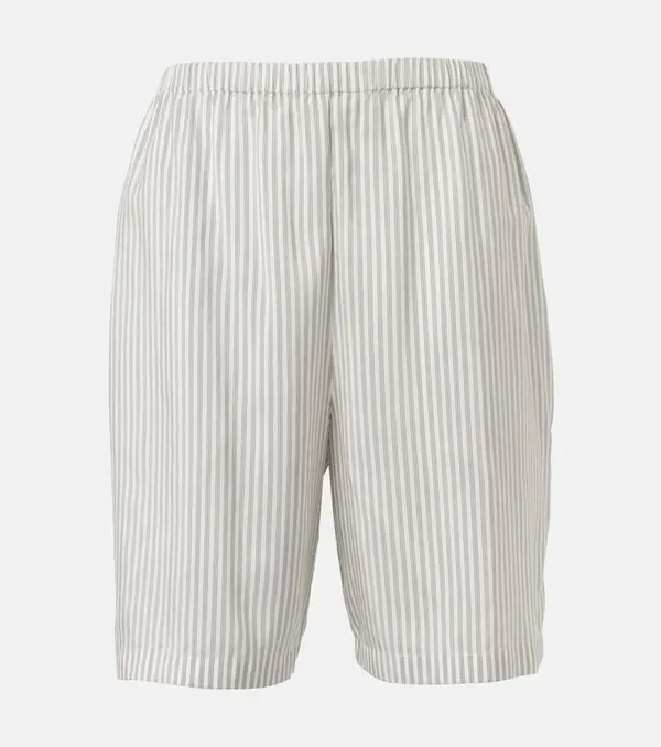 THE ROW Zinnia Striped Silk Shorts - White