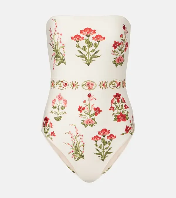 Agua Bendita Strapless Floral Print Swimsuit - Multicoloured