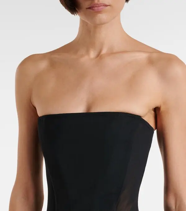 Alex Perry Sheer Strapless Corset Gown