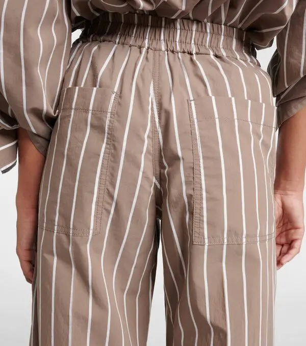 Brunello Cucinelli Striped Cotton-blend Wide-leg Trousers